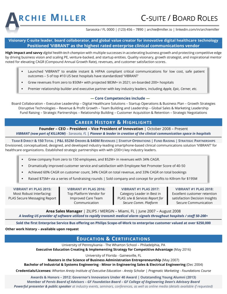 A few of our best resume examples