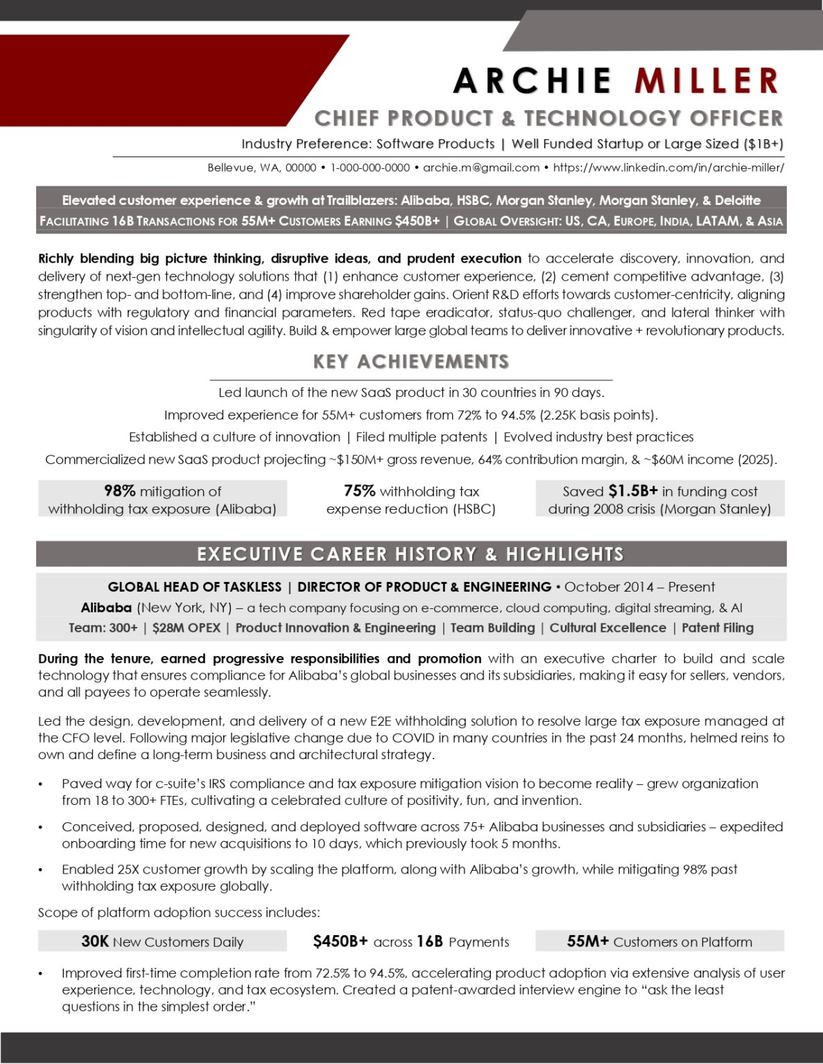 C-Level Executive Resume Samples